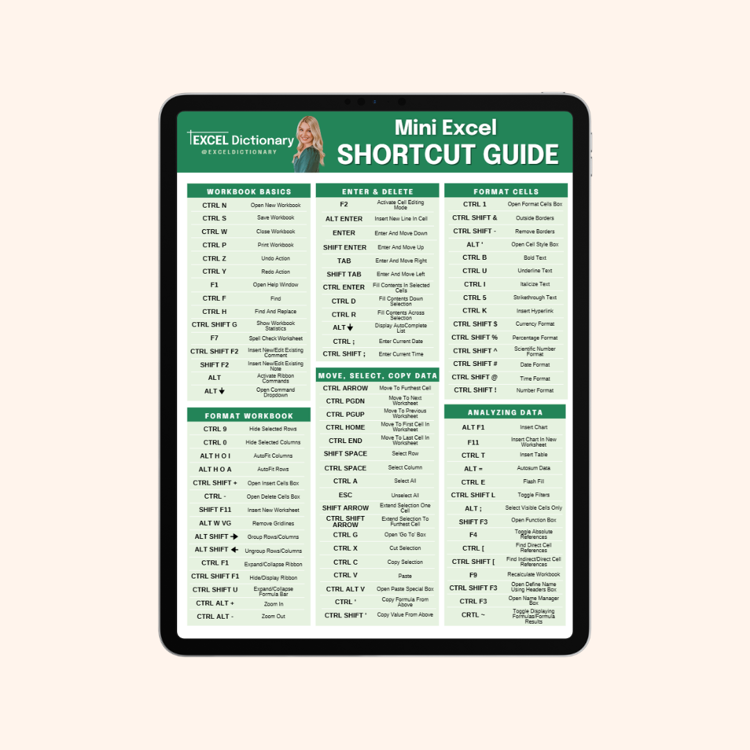 FREE Excel Shortcut Guide – Excel Dictionary