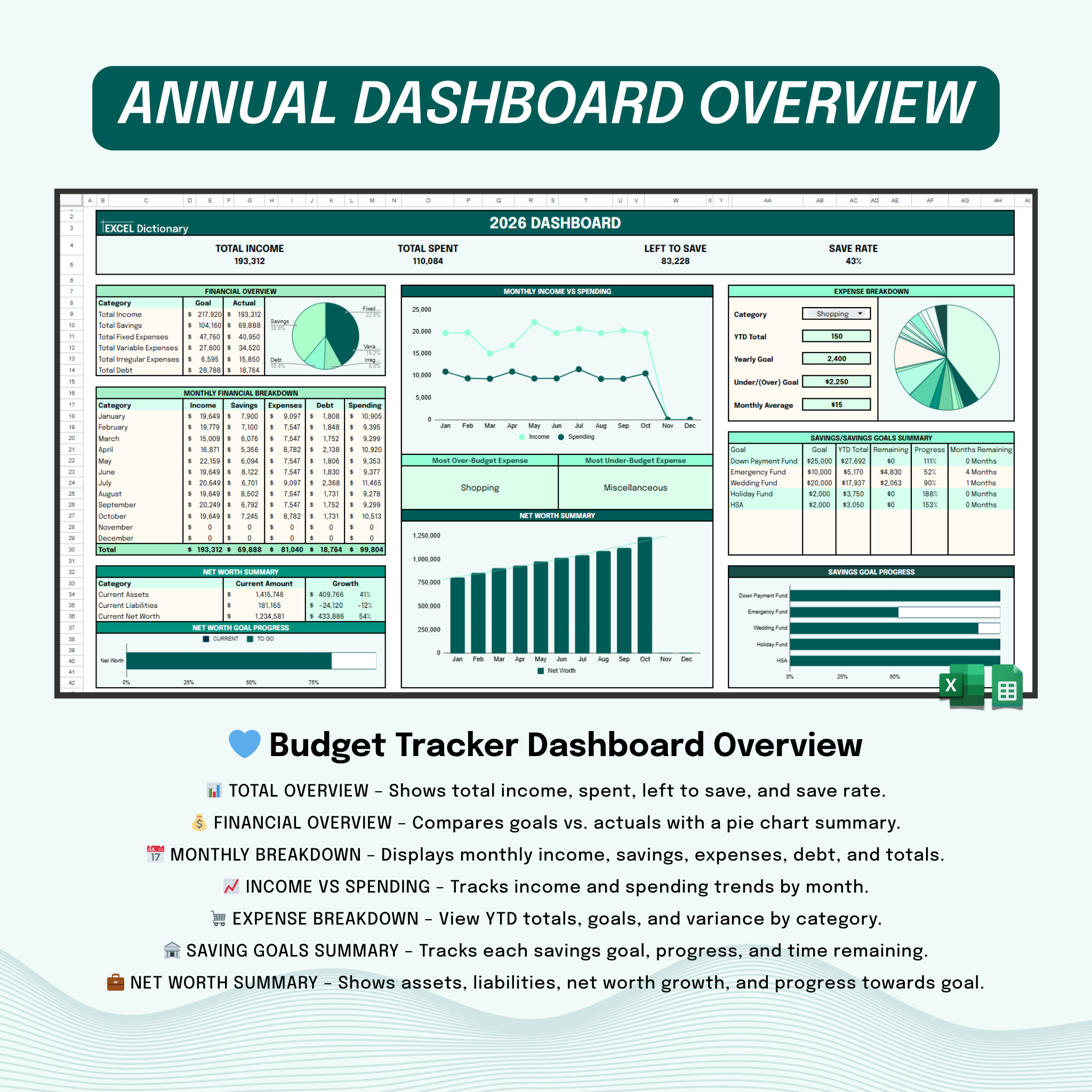 2026 Budget Tracker – Excel Dictionary