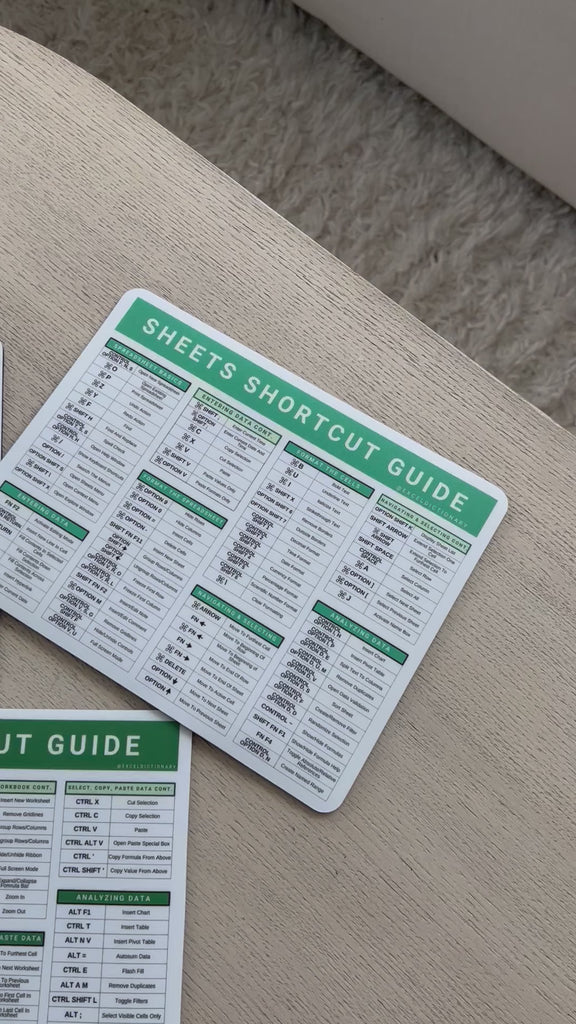 Google Sheets Shortcut Mousepad – Excel Dictionary