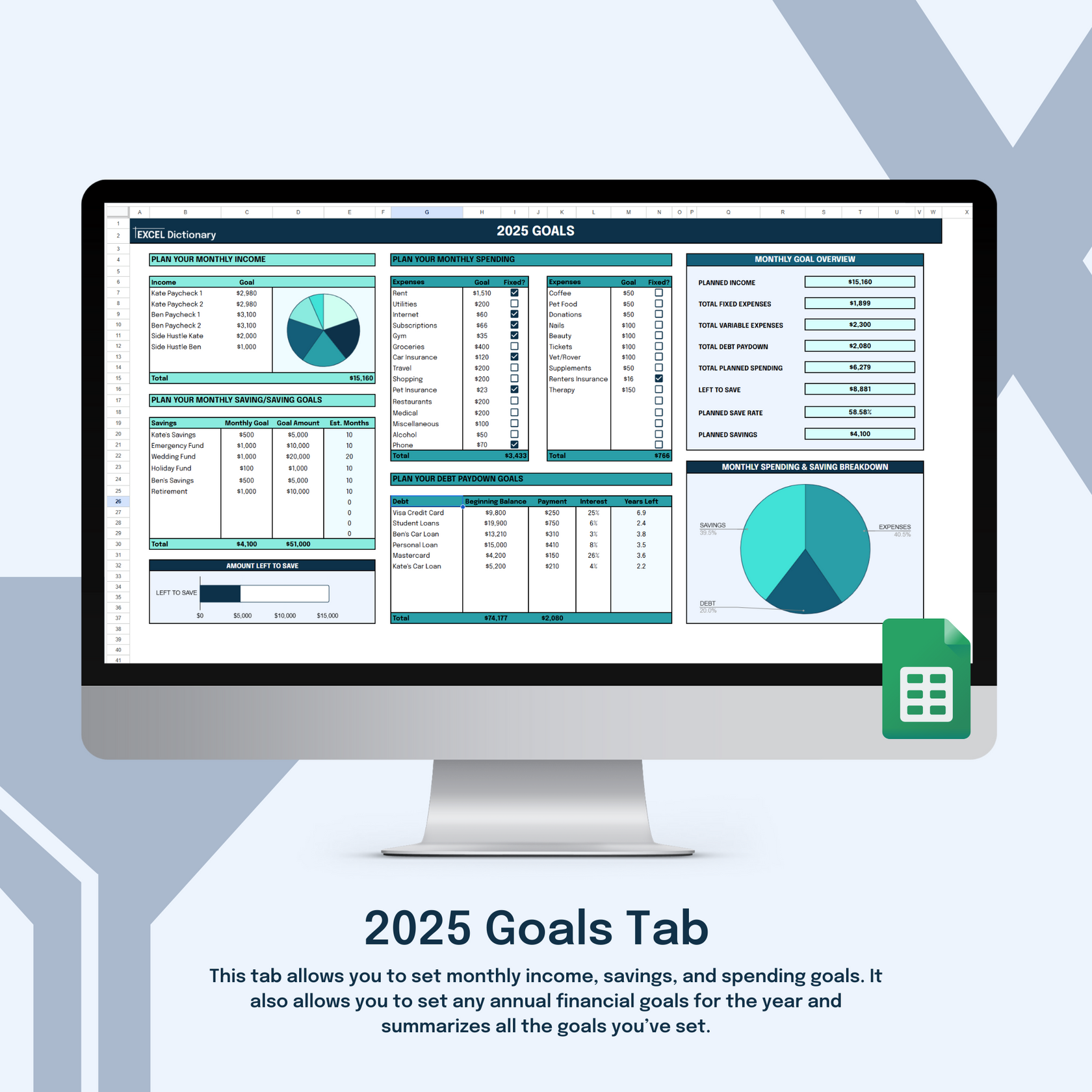 2025 Budget Tracker – Excel Dictionary