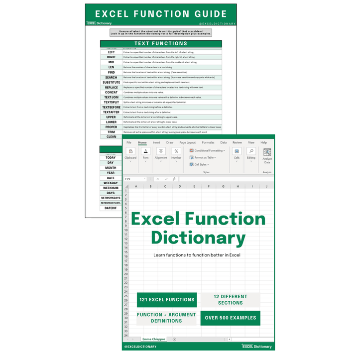 Excel Function Dictionary – Excel Dictionary